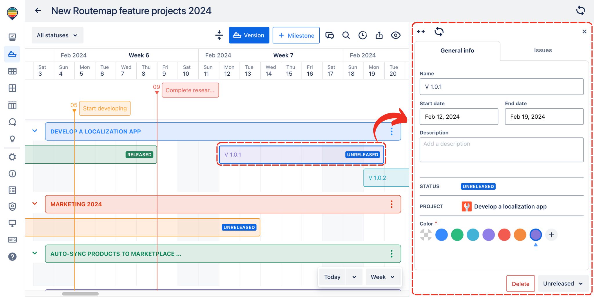 Releases Timeline Roadmap