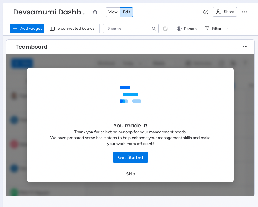 Use Teamboard with multiple boards in a dashboard widget