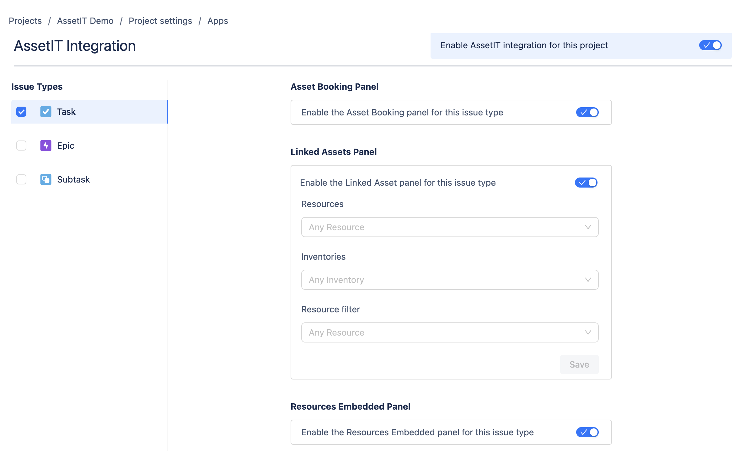Configuring AssetIT Panels