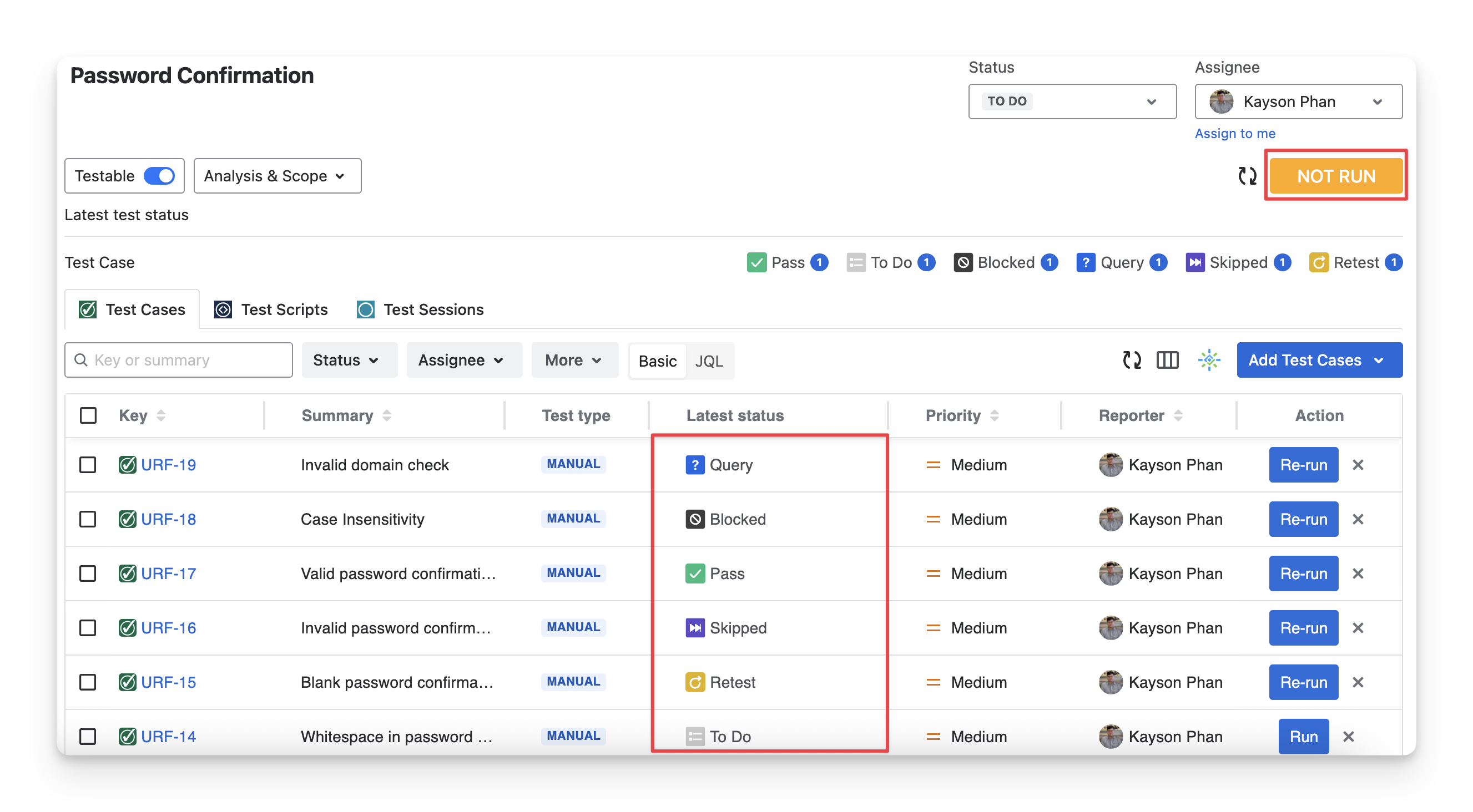 Test Case Calculation Scope