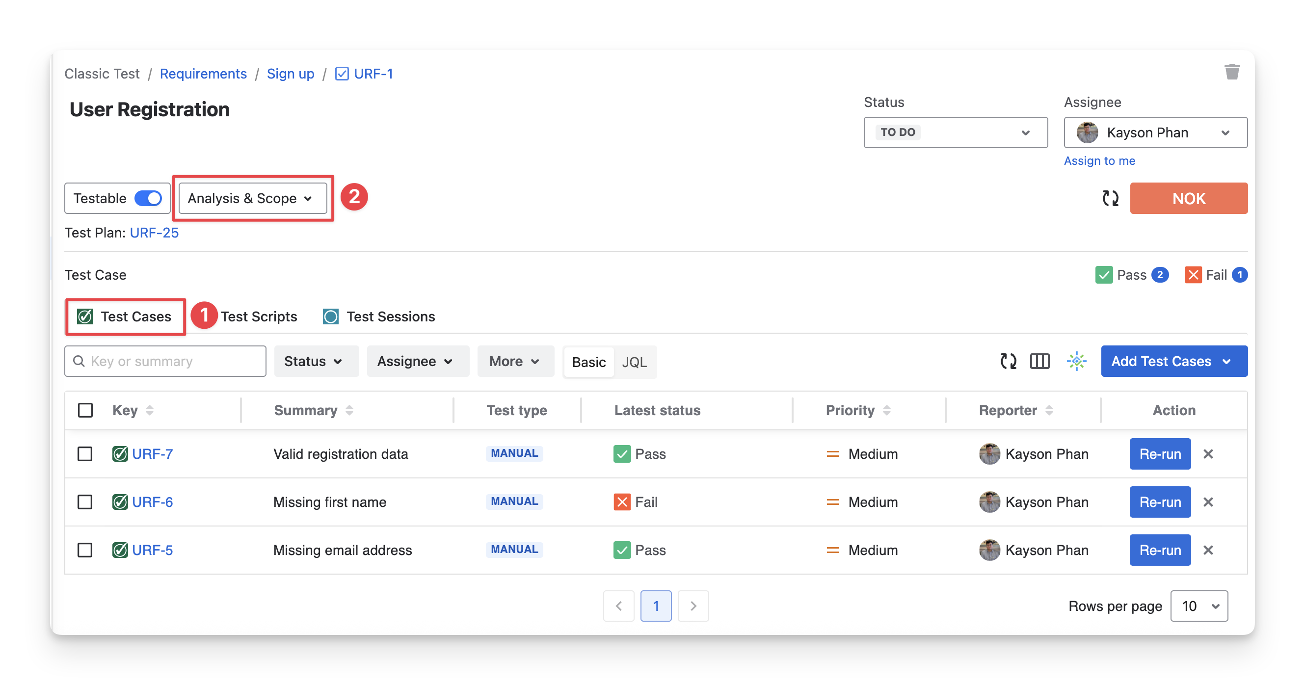 Test Case Calculation Scope